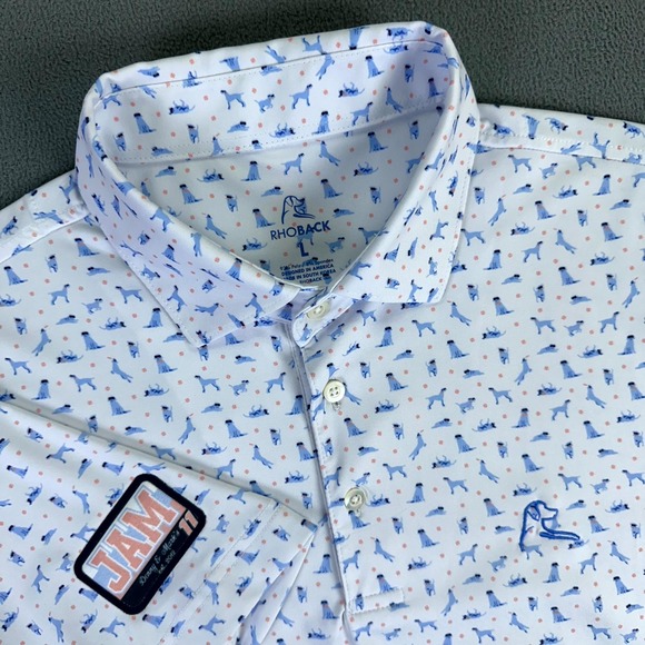Rhoback | Shirts | Rhoback Polo With Blue And Orange Print | Poshmark